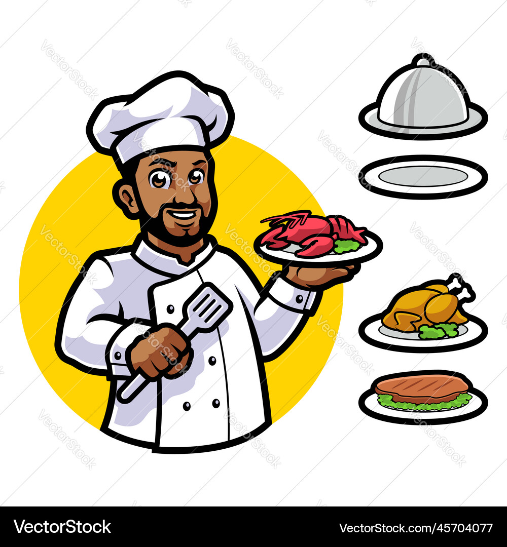 Chef cartoon character mascot design Royalty Free Vector