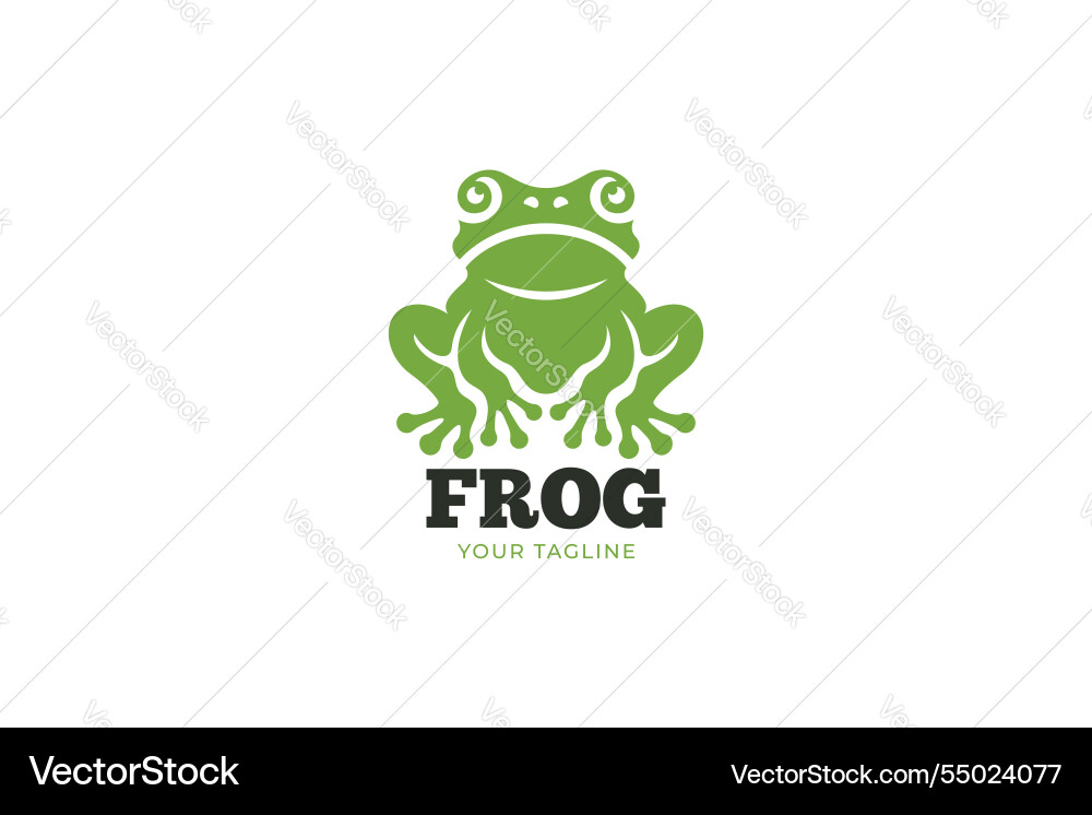 Creative green frog logo design for nature Vector Image
