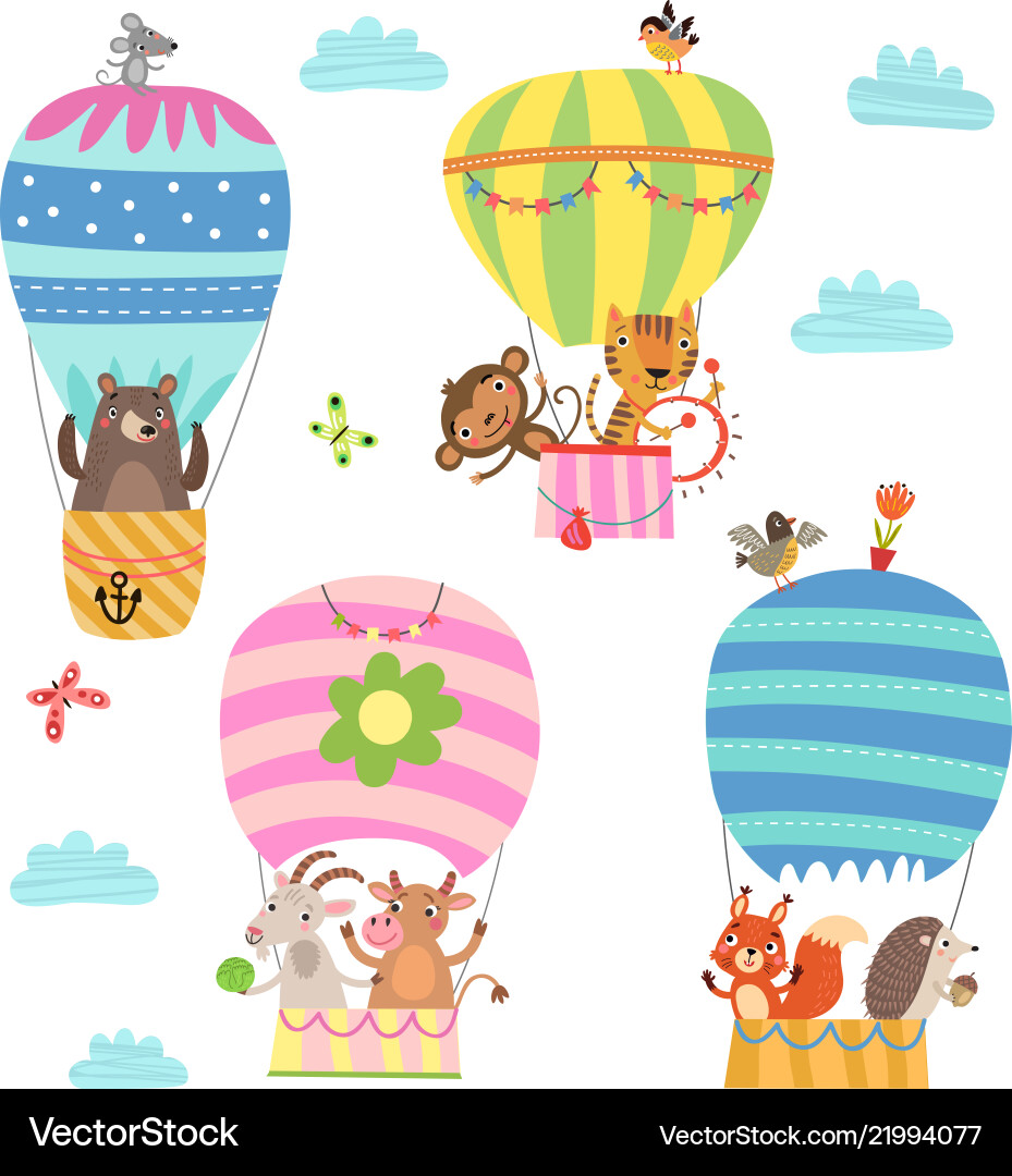 Cute Flying Animals Royalty Free Vector Image - VectorStock