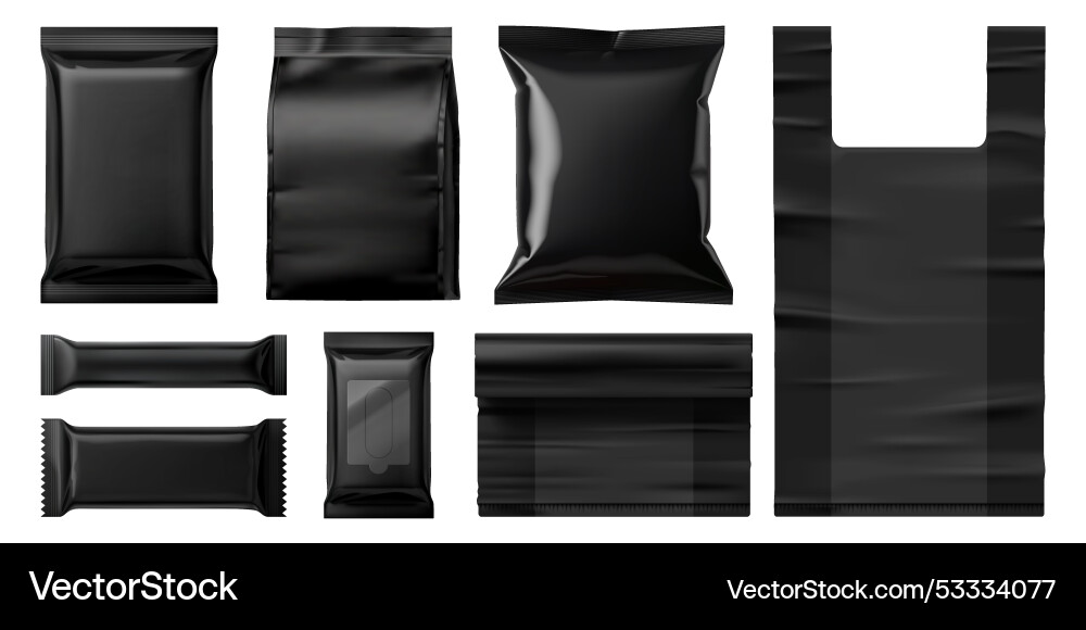 Realistic 3d black package mockup set Royalty Free Vector