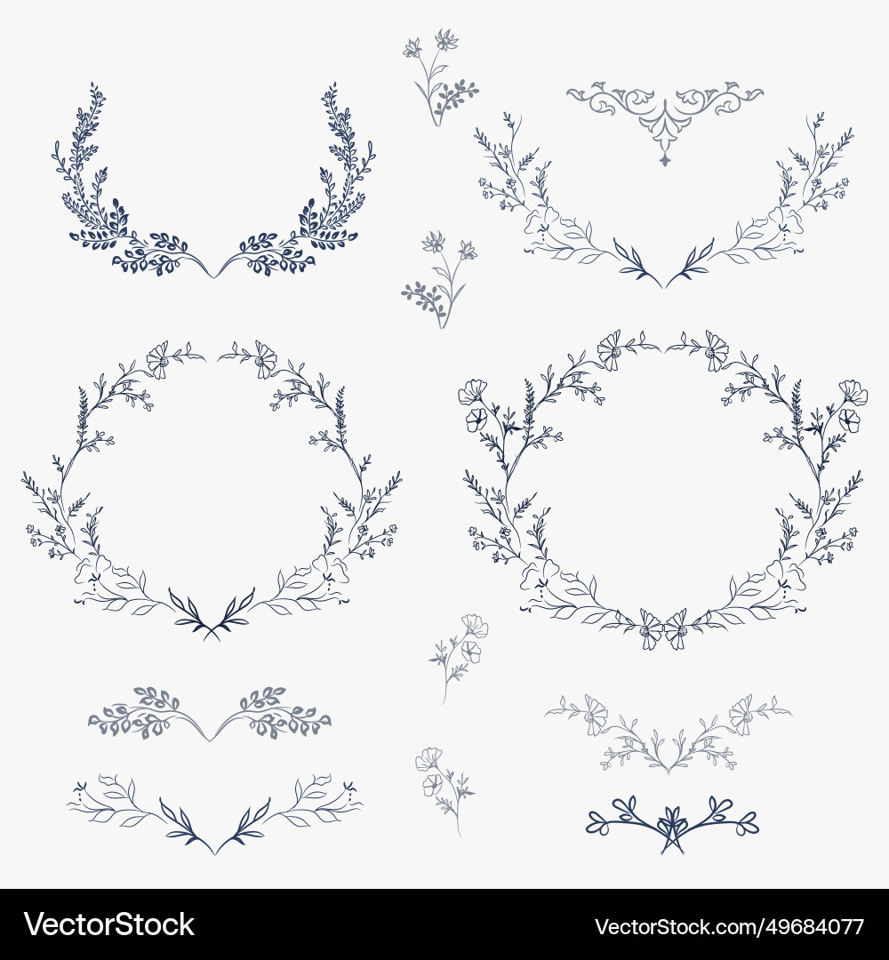 Rustic Floral Wreath Frames Royalty Free Vector Image