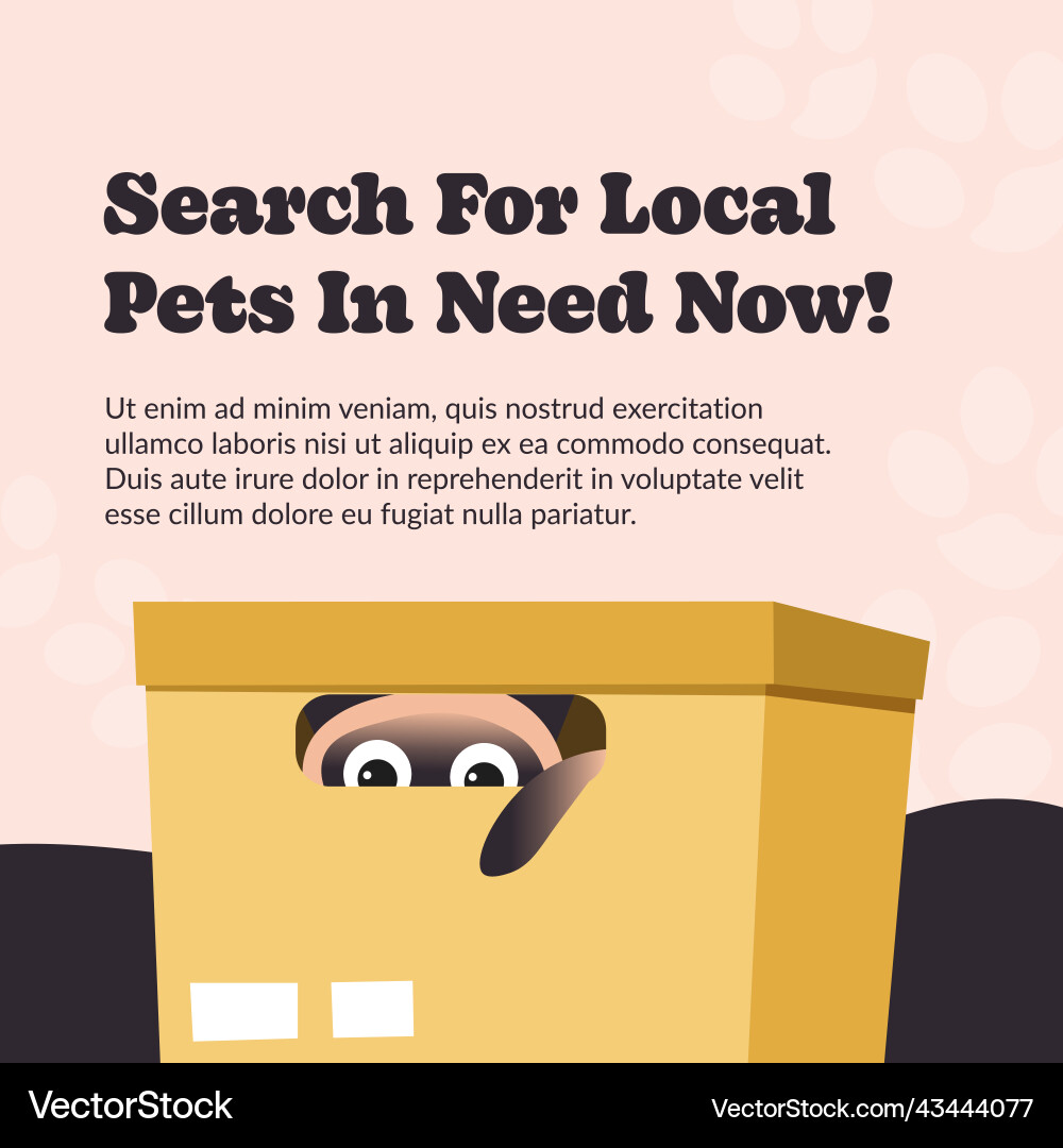 Search for local pets in need now ads banner Vector Image