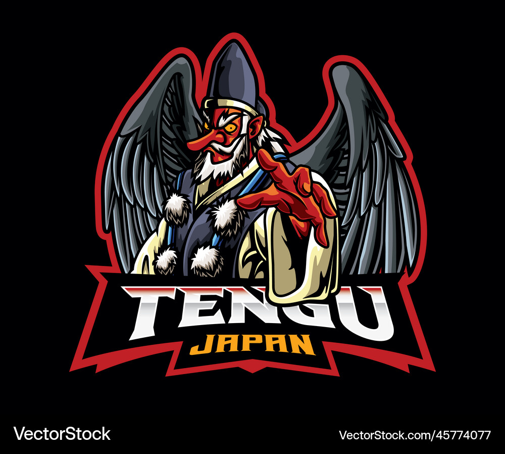 Tengu mascot logo design Royalty Free Vector Image