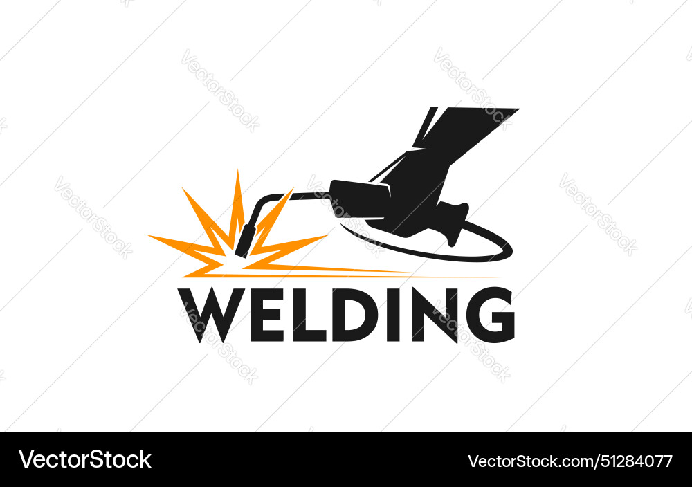 Weld icon welder hand metal work tool and sparks Vector Image