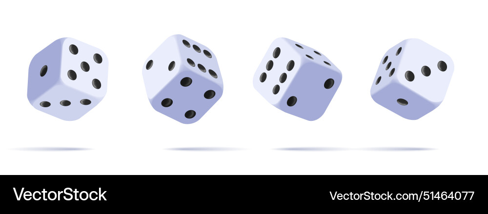 White dices with black dots set rounded corners Vector Image