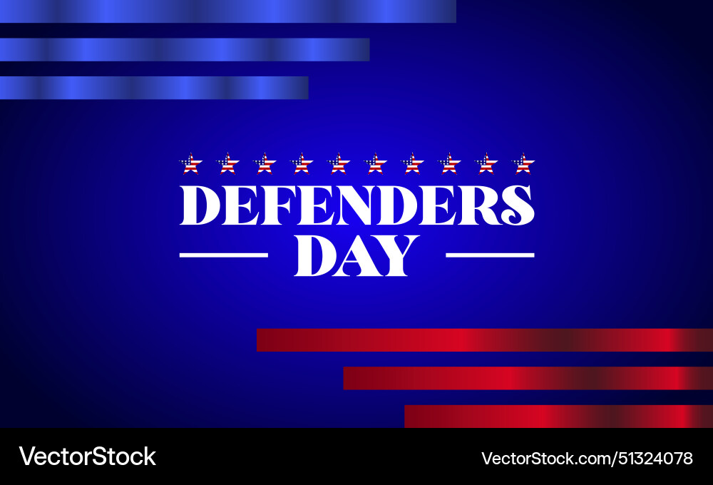 Blue background defenders day unique text Vector Image