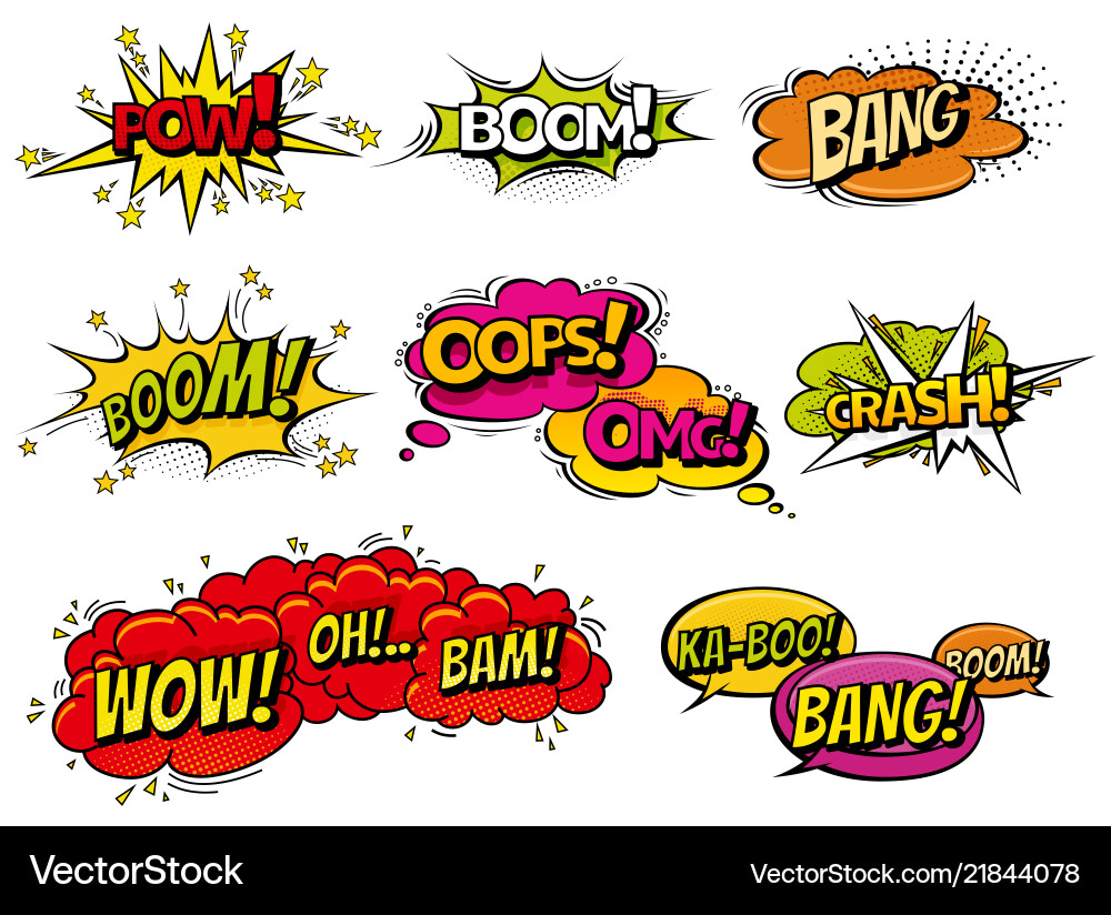 Comic Sound Effects - Speech Bubbles Royalty Free Vector