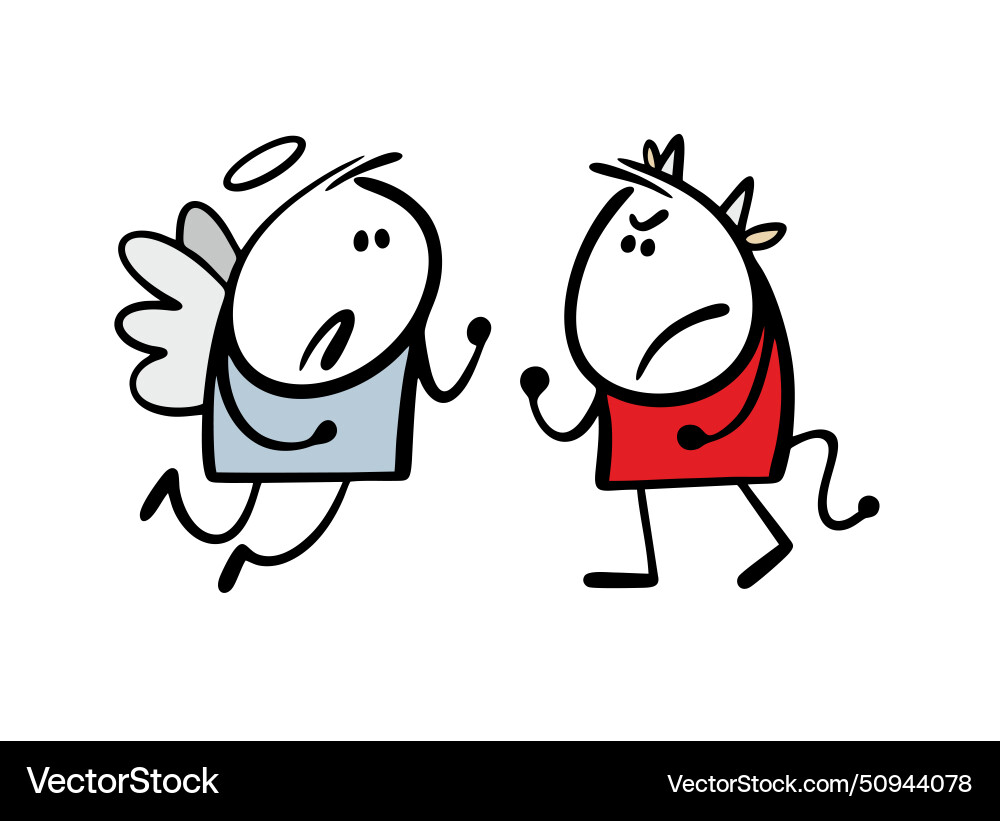 Devils of angels are quarreling fighting Vector Image