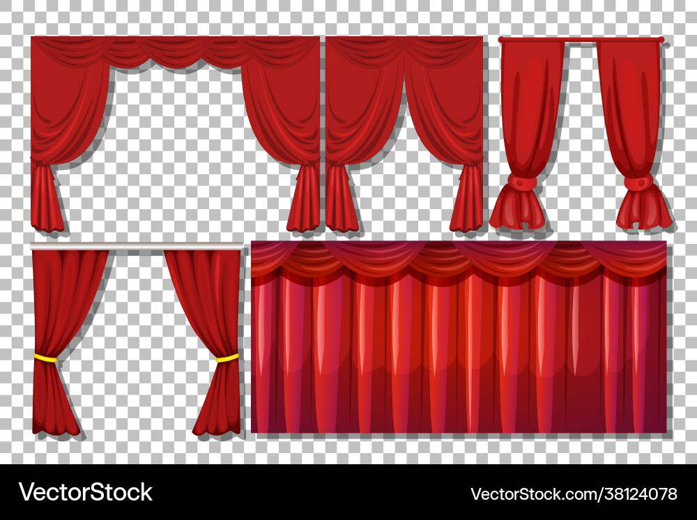 Different designs red curtains isolated Royalty Free Vector