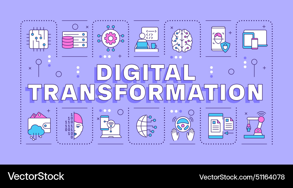 Digital transformation purple word concept Vector Image