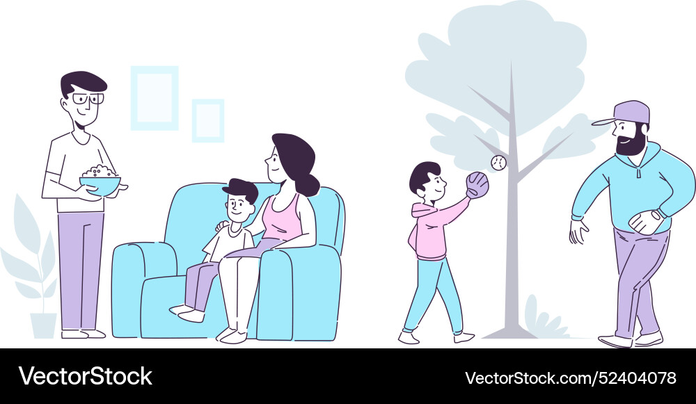 Hand drawn family scenes Royalty Free Vector Image
