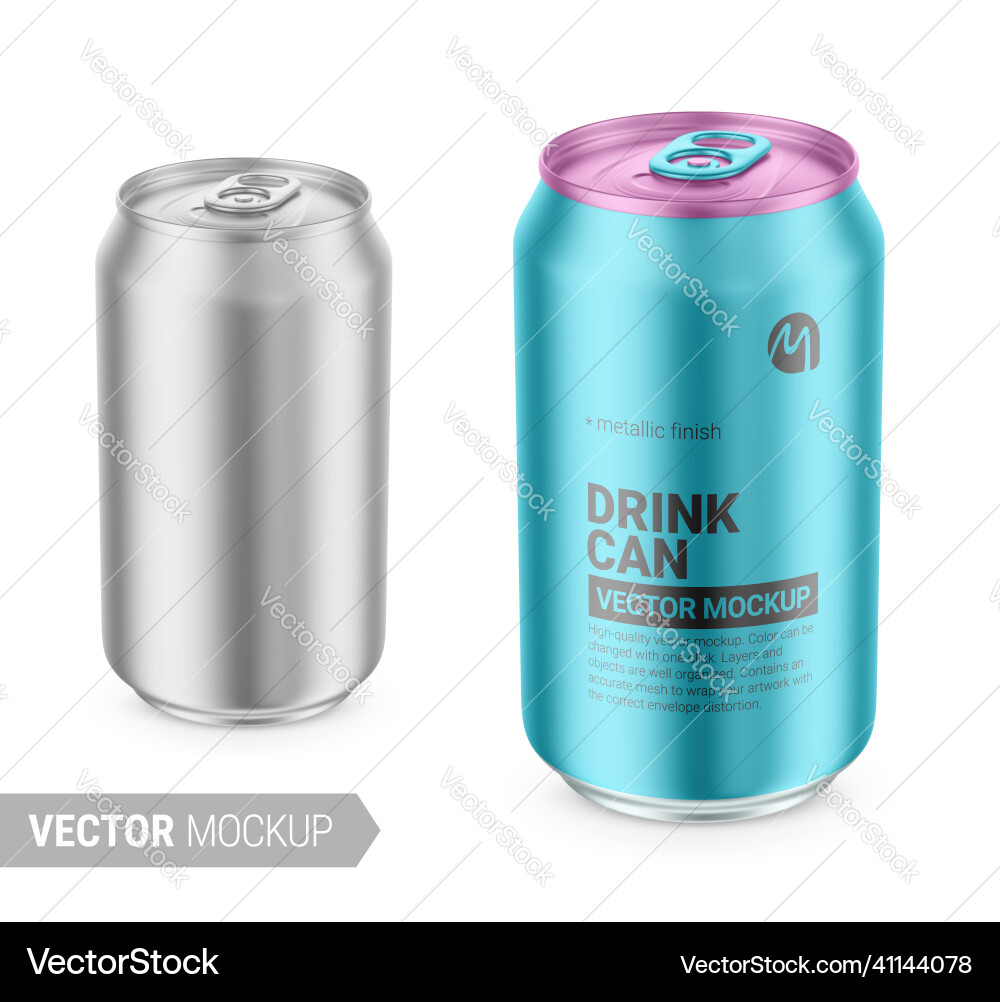 Metallic tin can mockup template Royalty Free Vector Image