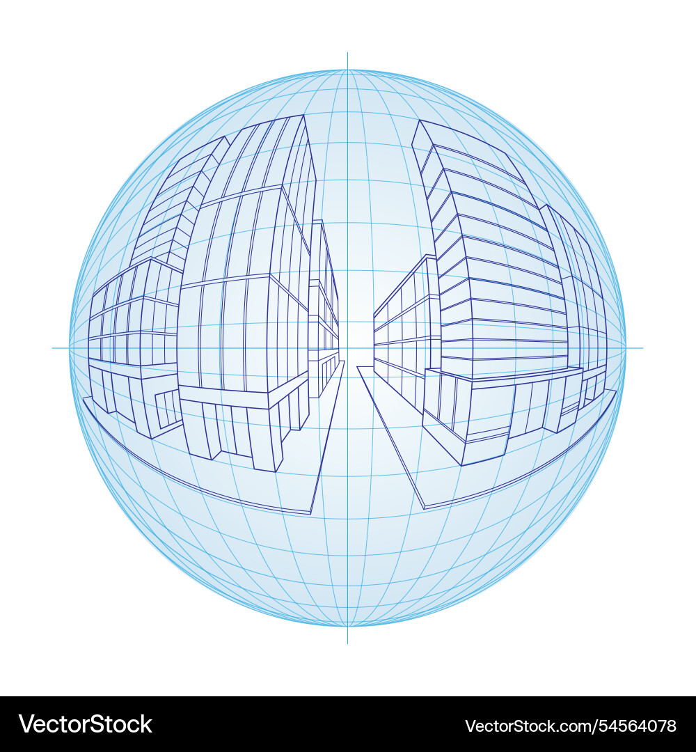 Panoramic image of a city block Royalty Free Vector Image