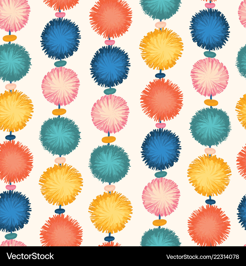 Pom Pom Party Seamless Pattern Royalty Free Vector Image