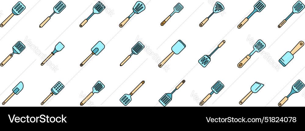 Spatula icons set color line Royalty Free Vector Image