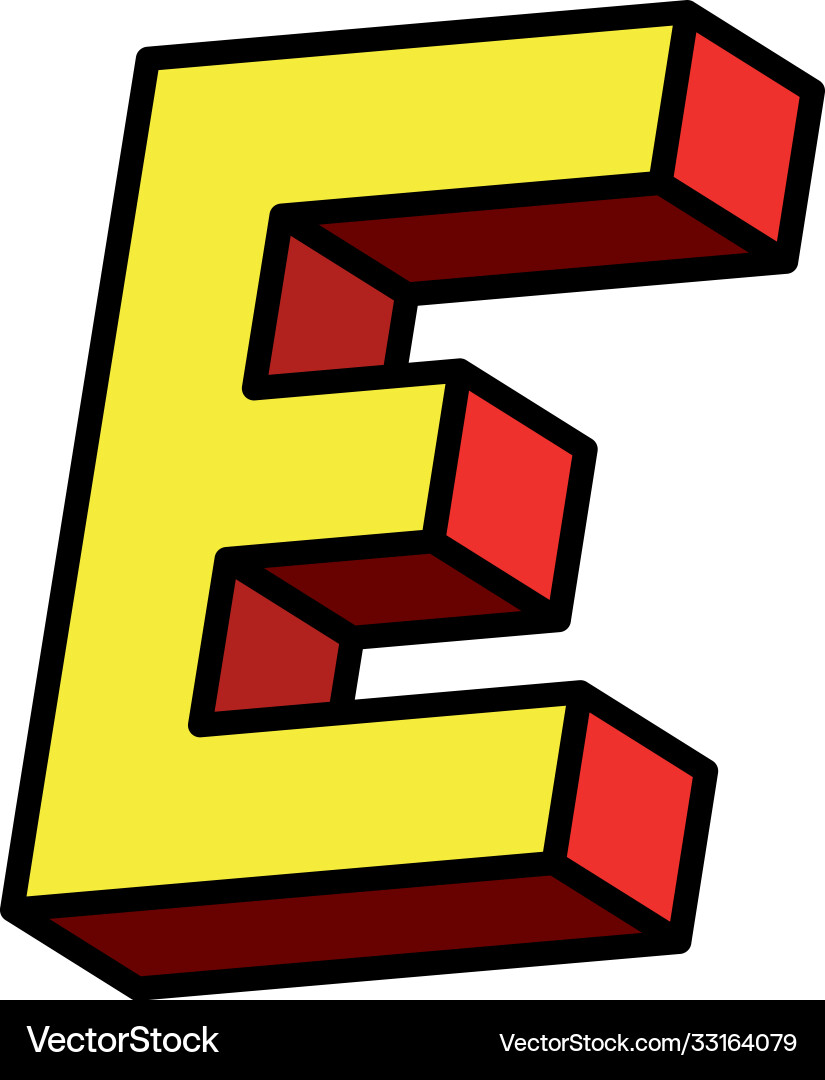 3d e letter design Royalty Free Vector Image - VectorStock