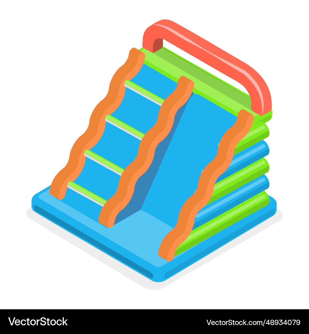 3d isometric flat set of bouncy inflatable Vector Image