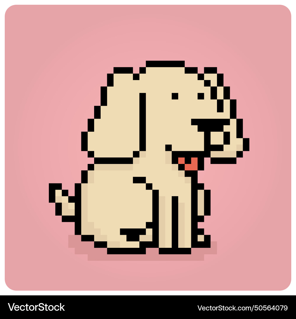 8 bit pixel labrador retriever dog animals Vector Image