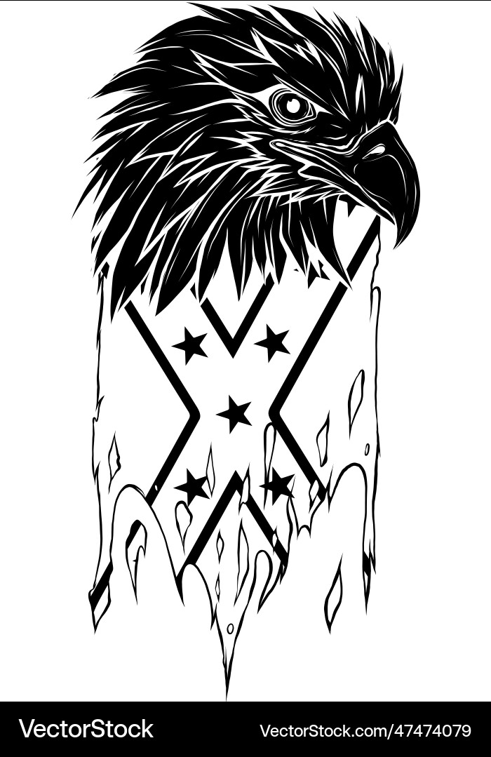 Black silhouette of confederate flag with eagle Vector Image