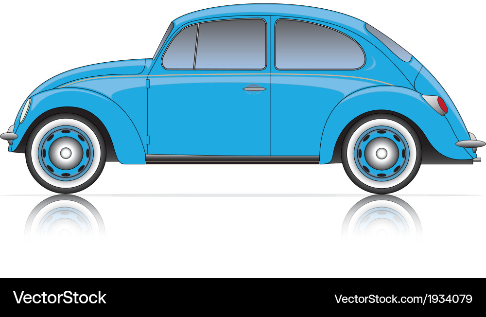 Blue Vintage Beetle Car Royalty Free Vector Image