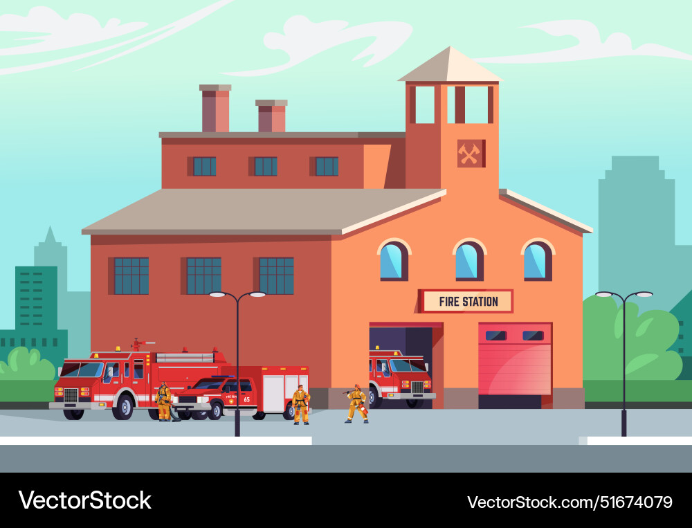 Cartoon Fire Station Building