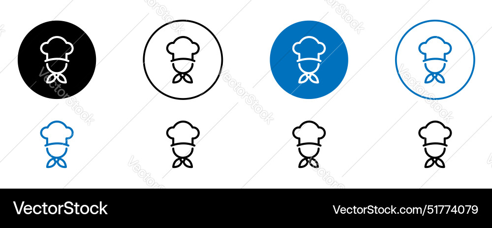 Chef icon set black filled and outlined style Vector Image
