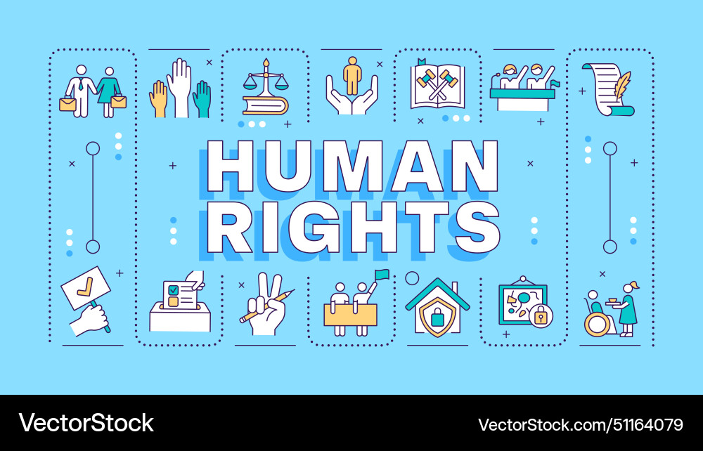 Human rights blue word concept Royalty Free Vector Image