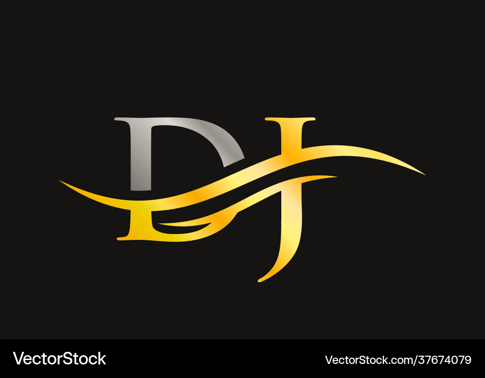 Initial linked letter dj logo design Royalty Free Vector