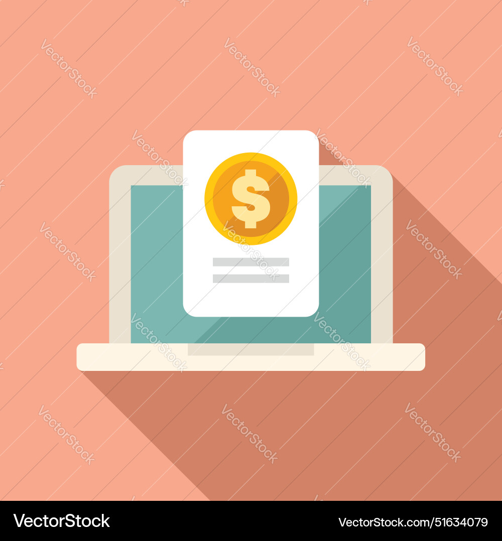 Laptop showing online payment invoice for digital Vector Image