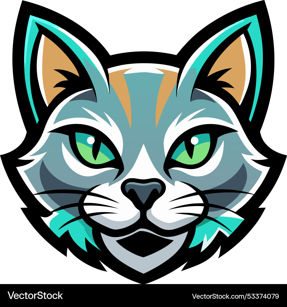Logo featuring a cat head Royalty Free Vector Image