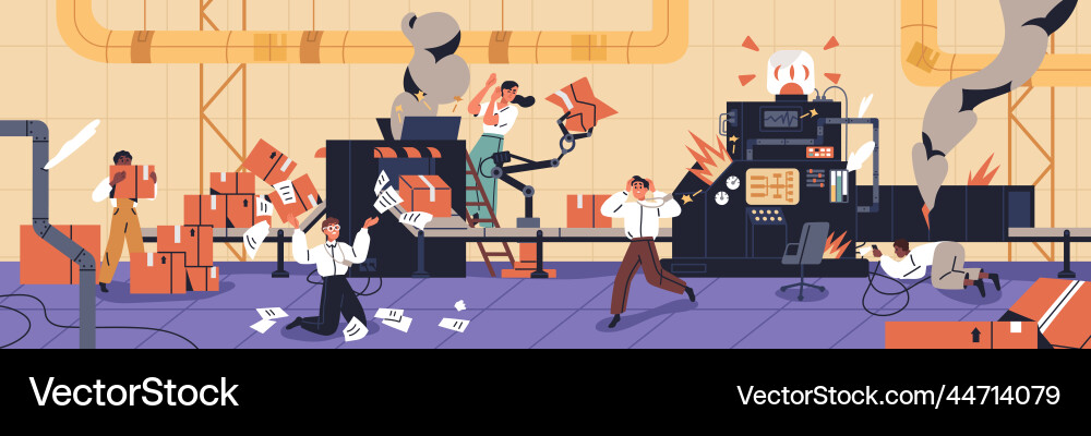 Manufacturing industry problem accident Royalty Free Vector