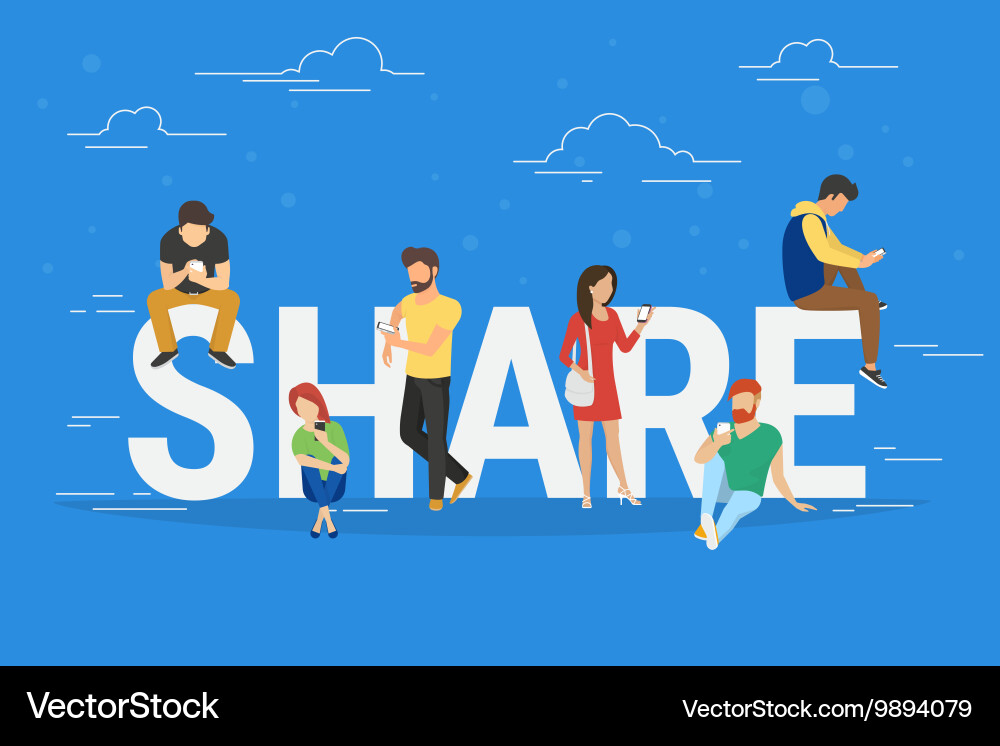 Share concept of young people using Royalty Free Vector