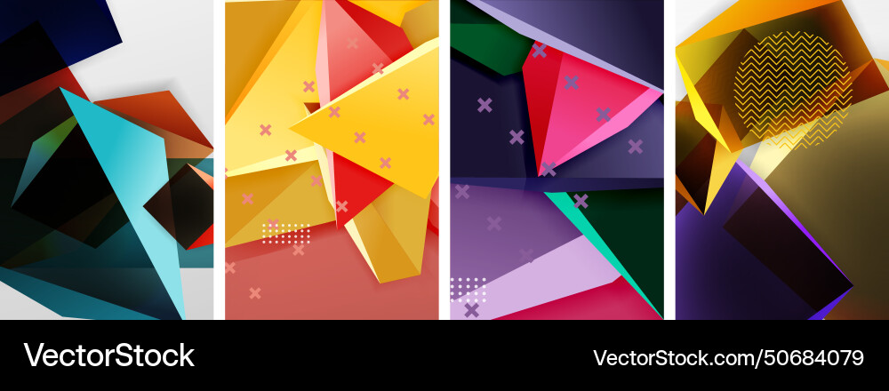 Trendy low poly 3d triangle shapes and other Vector Image