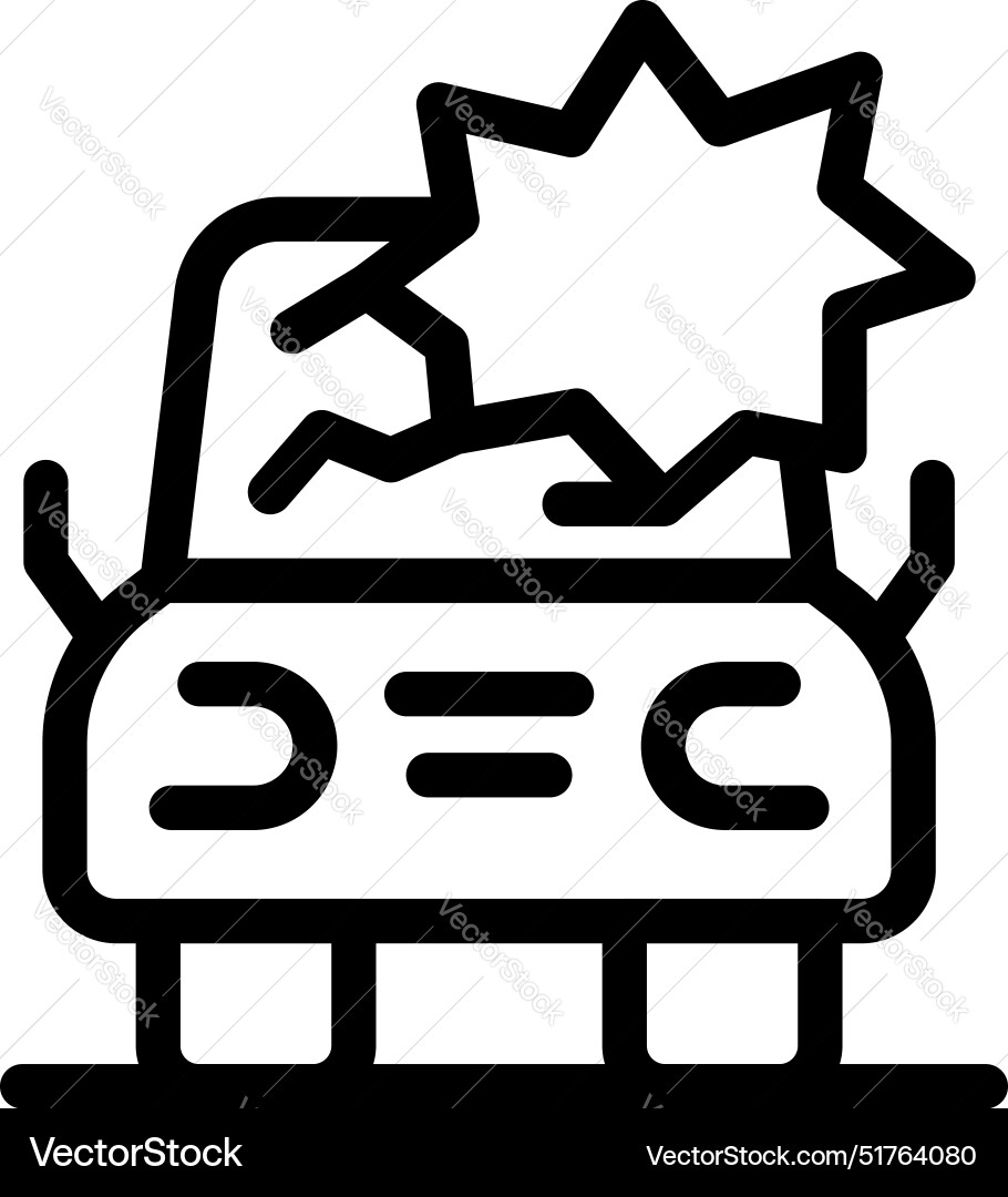 Car crash with broken windshield and damaged front