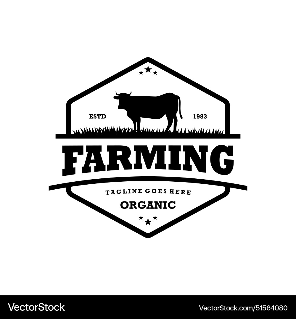 Dairy farm emblem logo design icon Royalty Free Vector Image