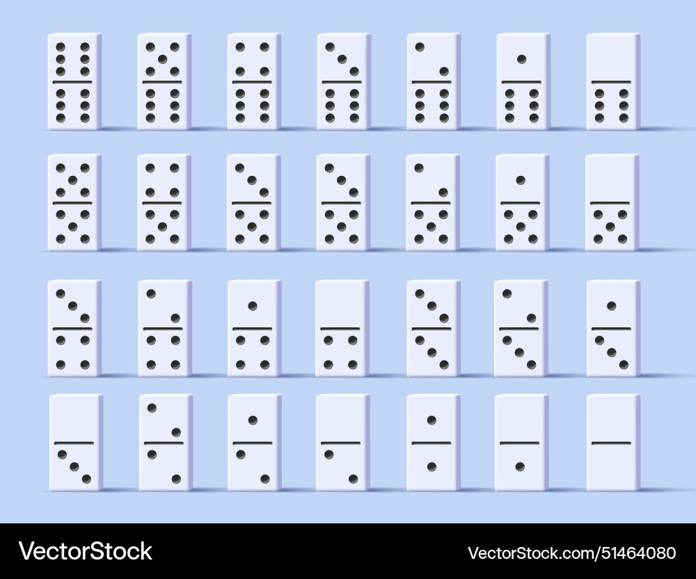 Domino set realistic 3d bricks white bones Vector Image