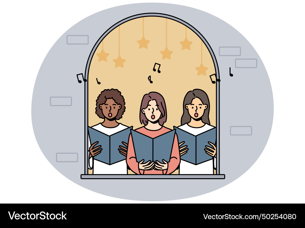 Girls sing in choir Royalty Free Vector Image - VectorStock