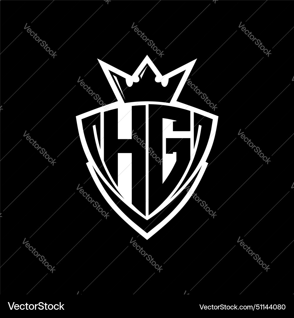 Hg letter logo with sharp triangle shield shape Vector Image