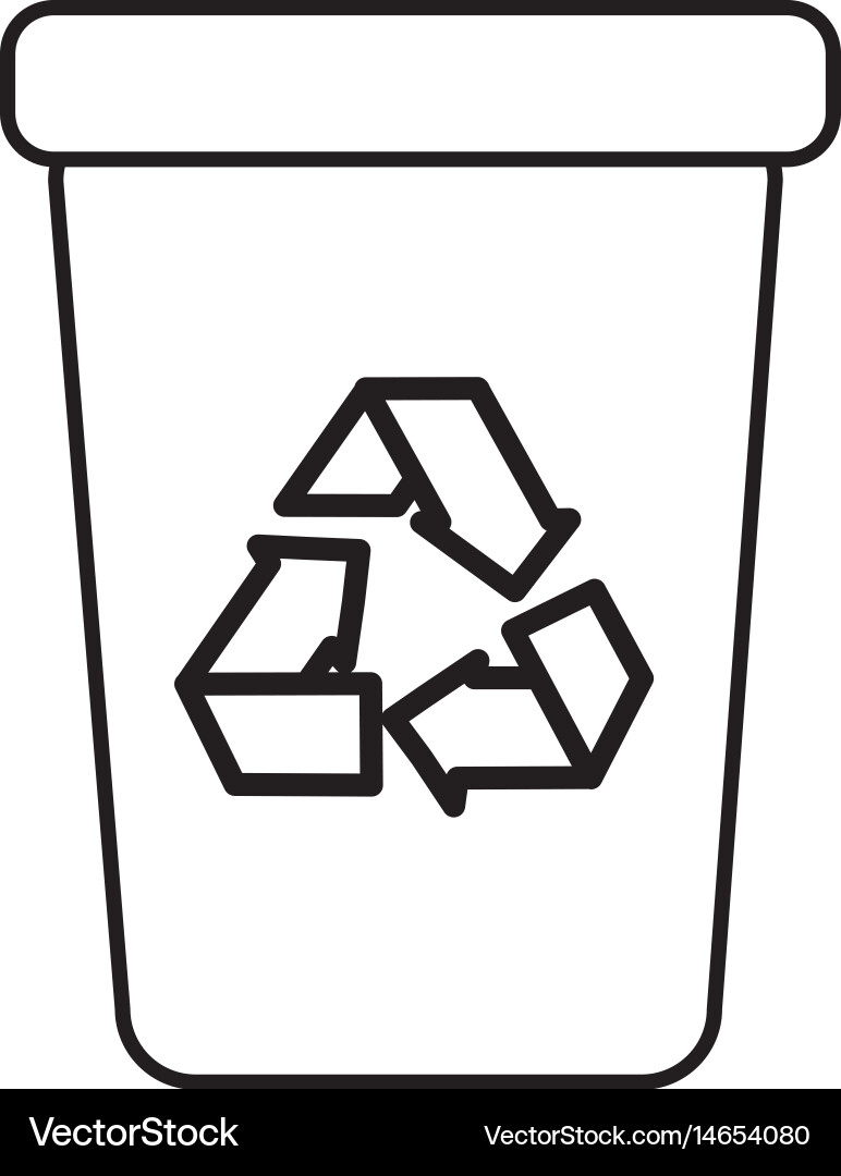 Line recycle can trash to care environment Vector Image