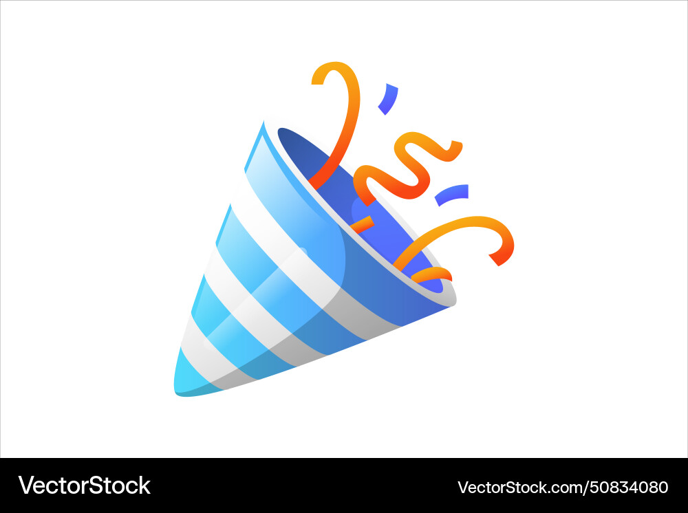 Party popper new year sticker Royalty Free Vector Image