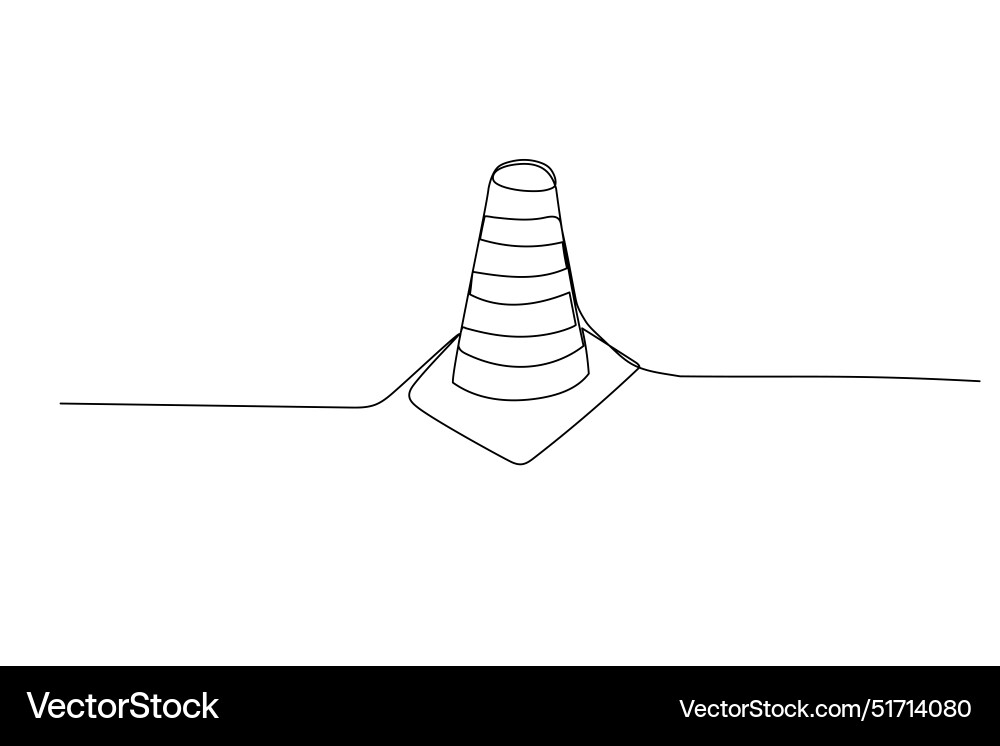 Sports training cone one line doodle outline Vector Image