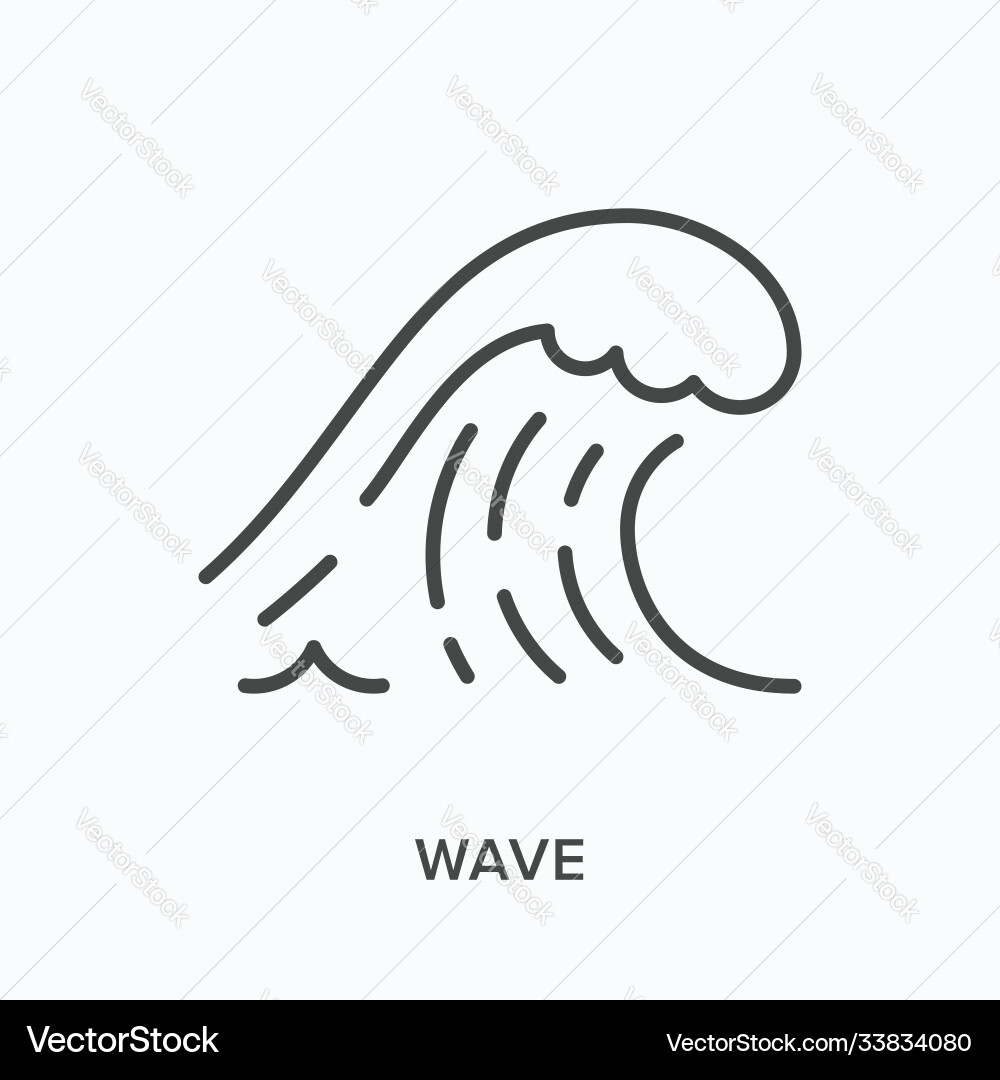 Wave flat line icon outline Royalty Free Vector Image