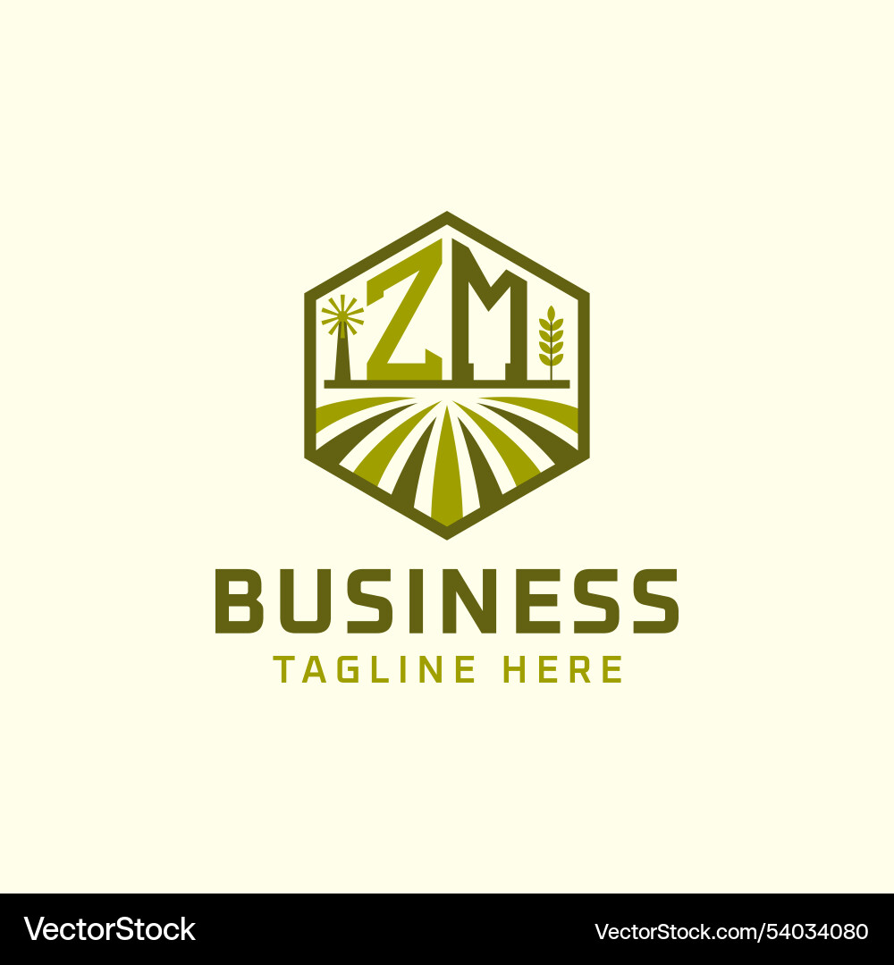 Zm farm logo design modern agro Royalty Free Vector Image