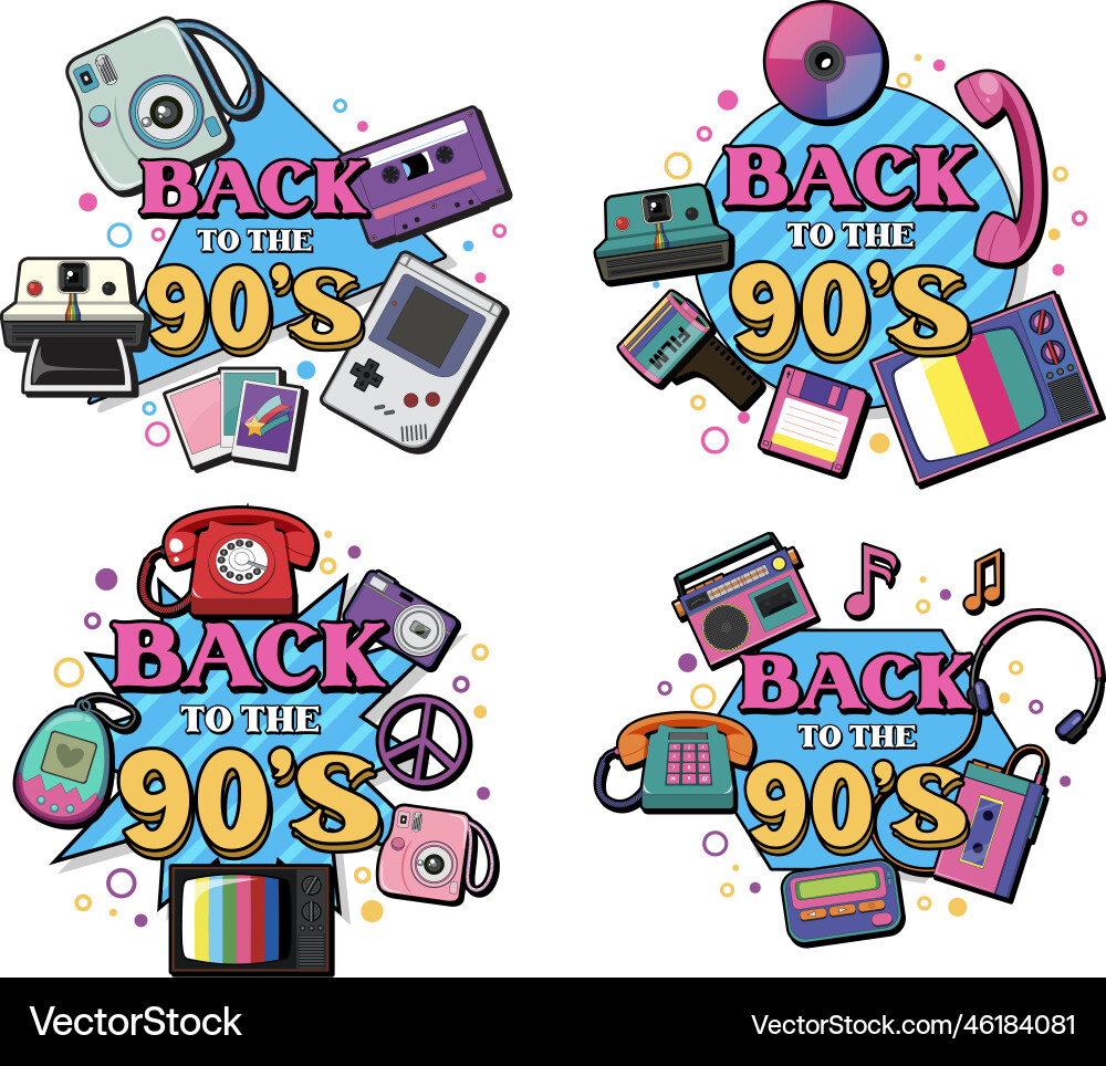 90s retro banner template Royalty Free Vector Image