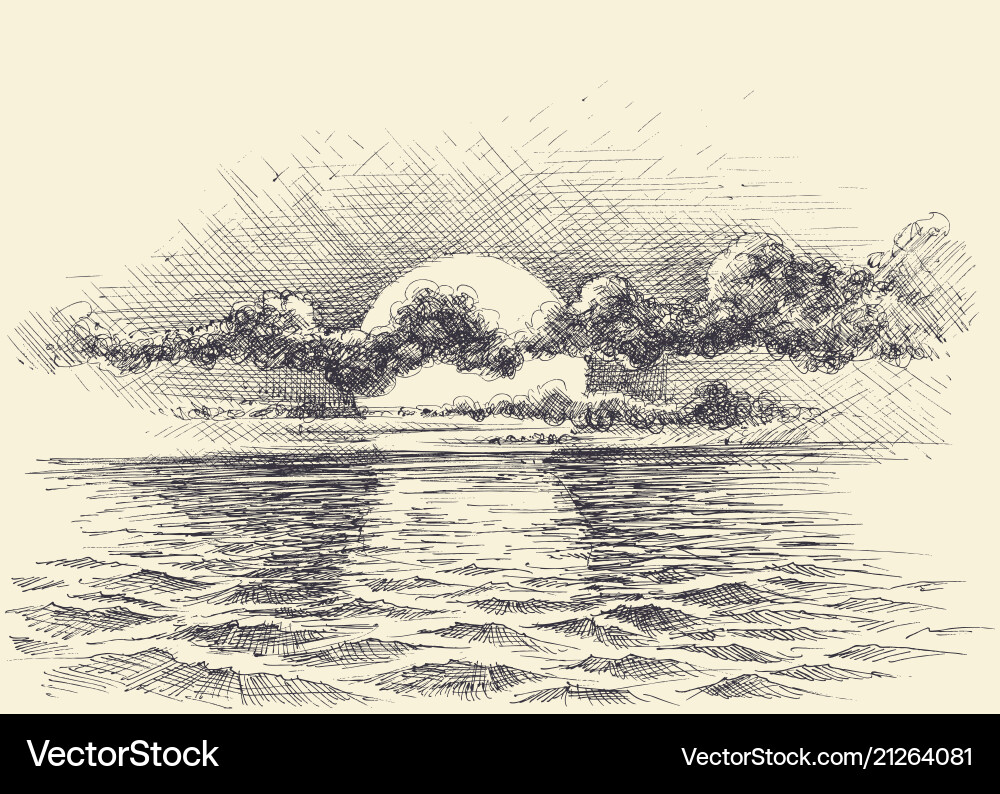 Sunset Sketch Drawing