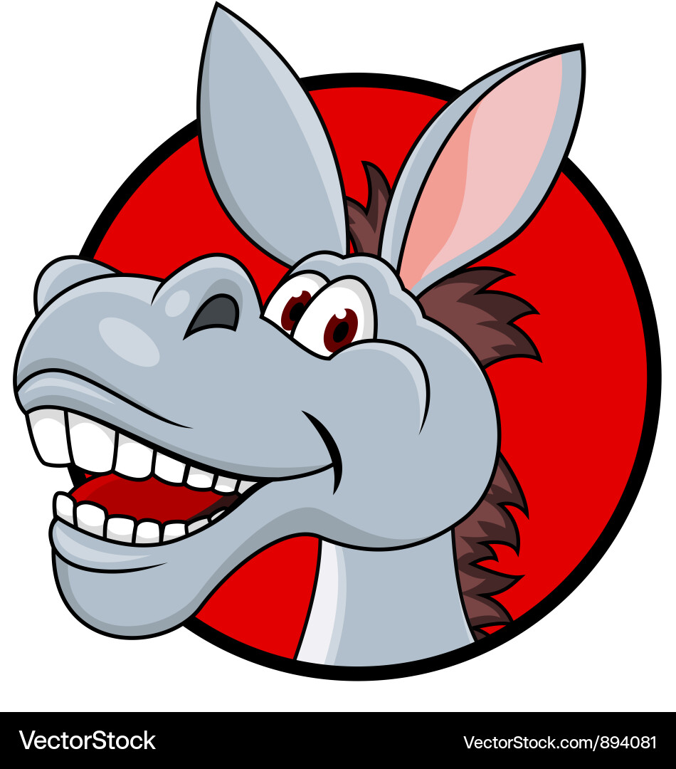 Donkey Face Cartoon Vector Cartoon Donkey Head. Front View