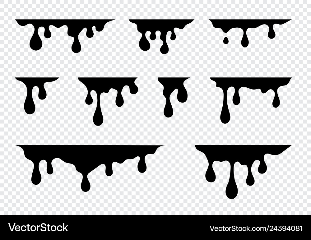 Dripping paint set liquid drips flows Royalty Free Vector