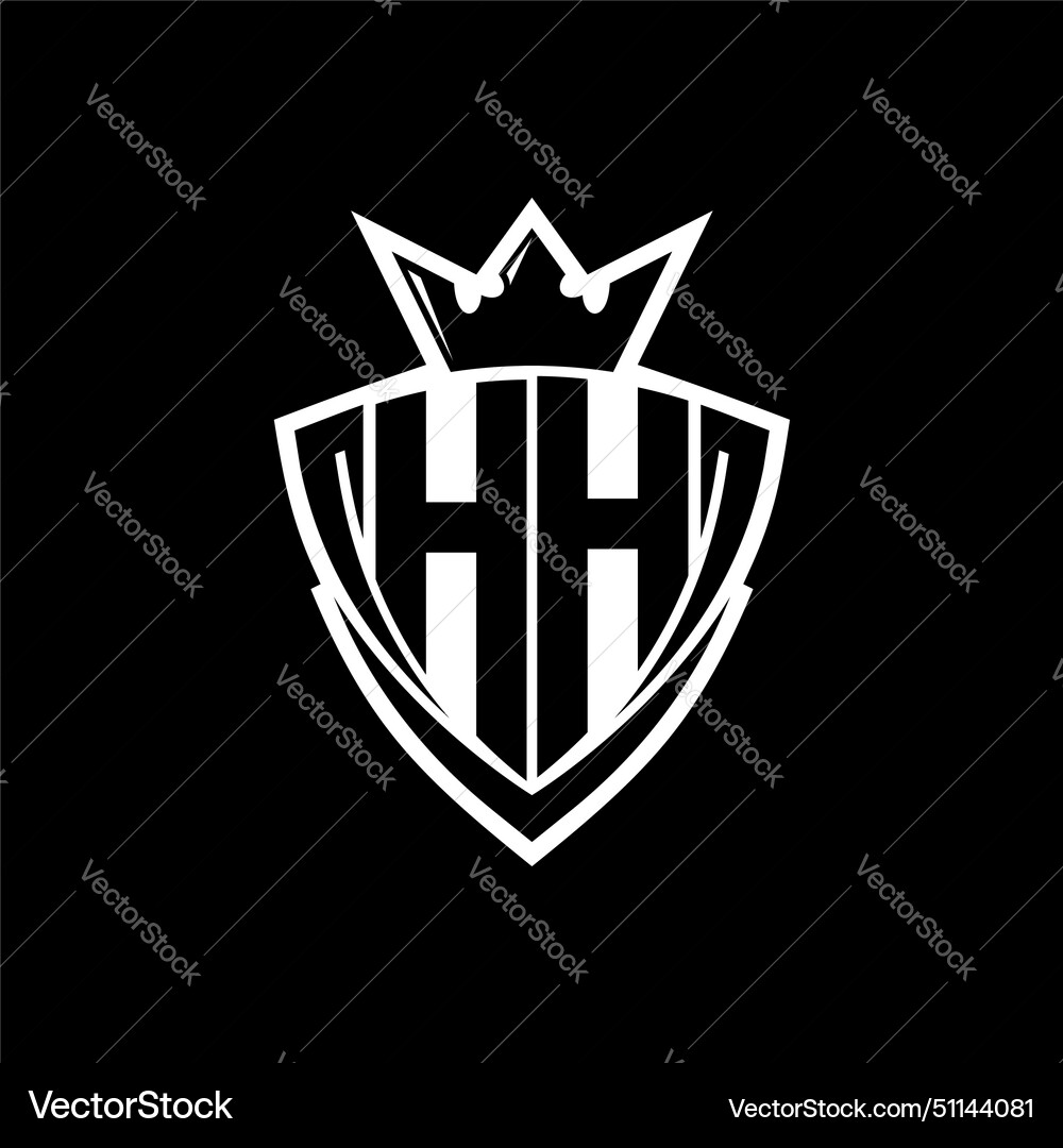 Hh letter logo with sharp triangle shield shape Vector Image