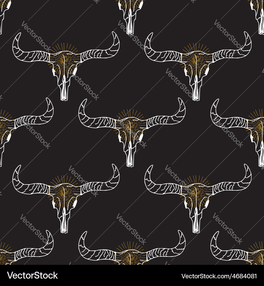 Longhorn Skull Seamless Pattern Royalty Free Vector Image