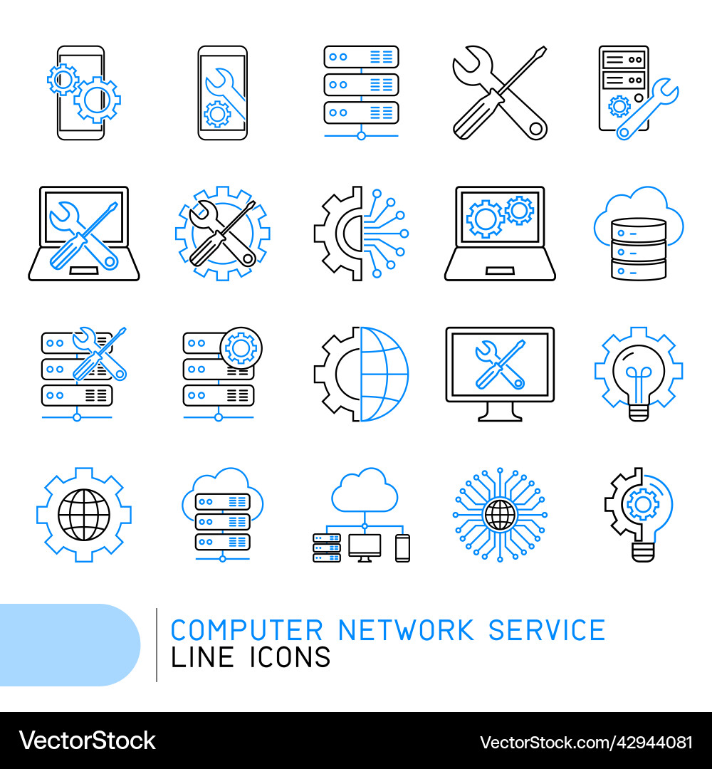 Network Service Line Icons Royalty Free Vector Image